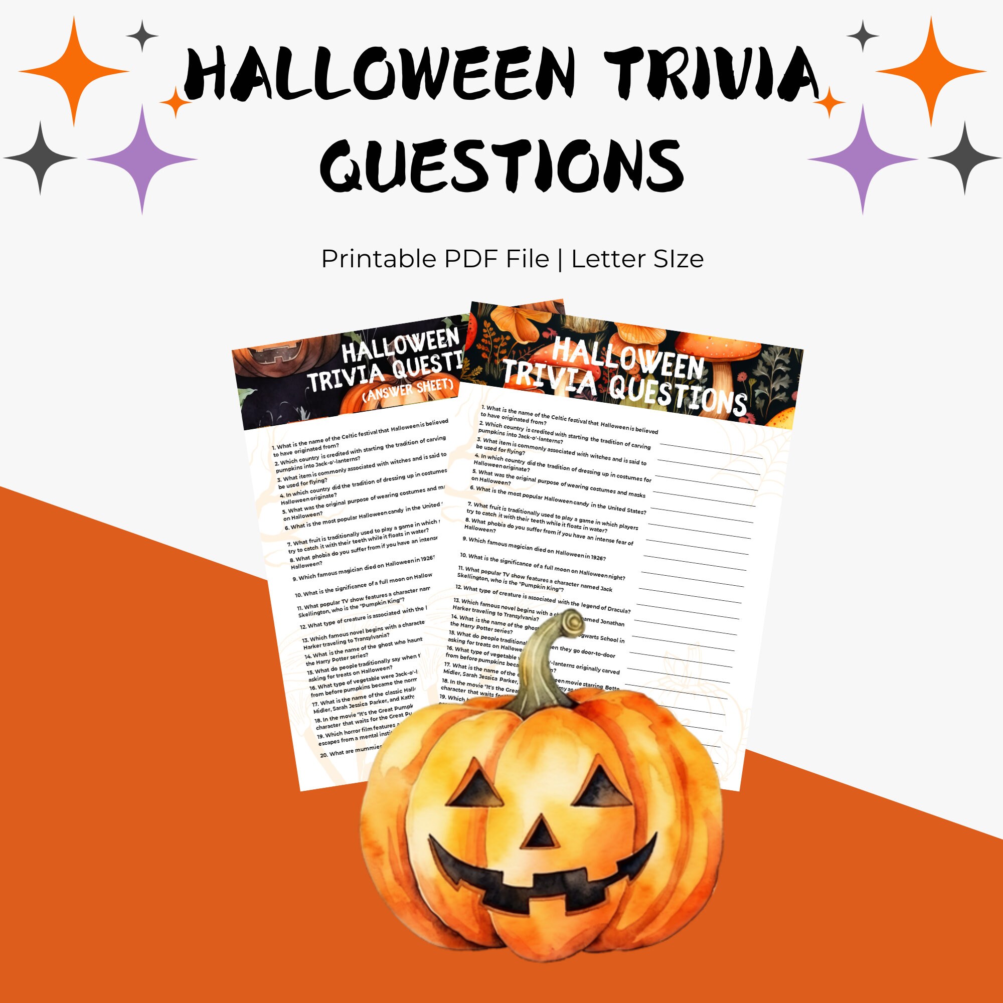 Halloween Trivia Questions Printable Halloween Game trivia Game ...