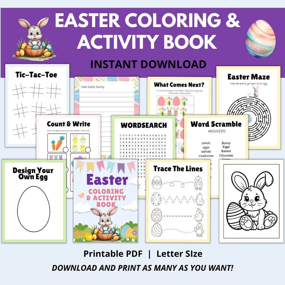 Easter Coloring and Activity Book | Printable Easter Activity Pages ...