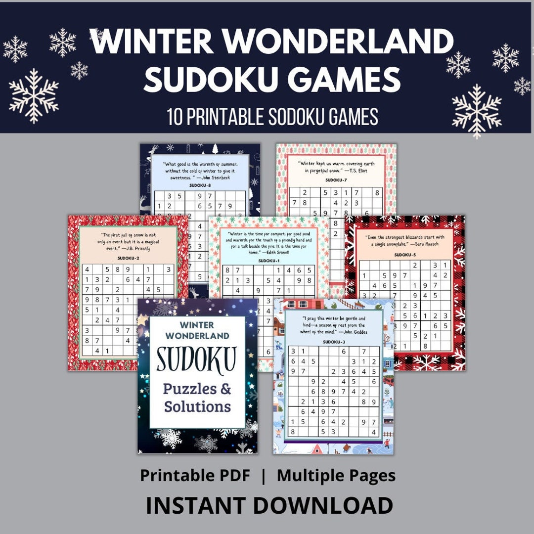 Winter Theme Sudoku Puzzles | Sudoku Printables | Sudoku Puzzles ...