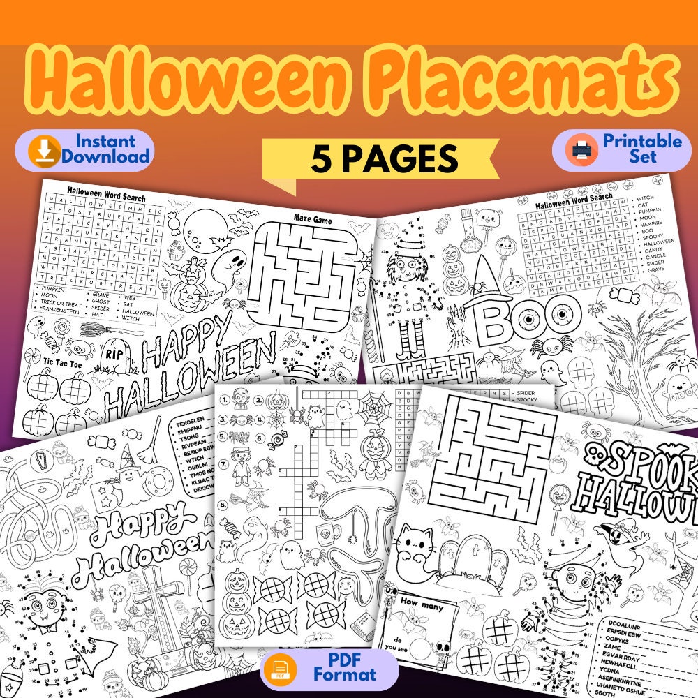 Halloween Placemats Activities | Printable Halloween Placemats for Kids ...