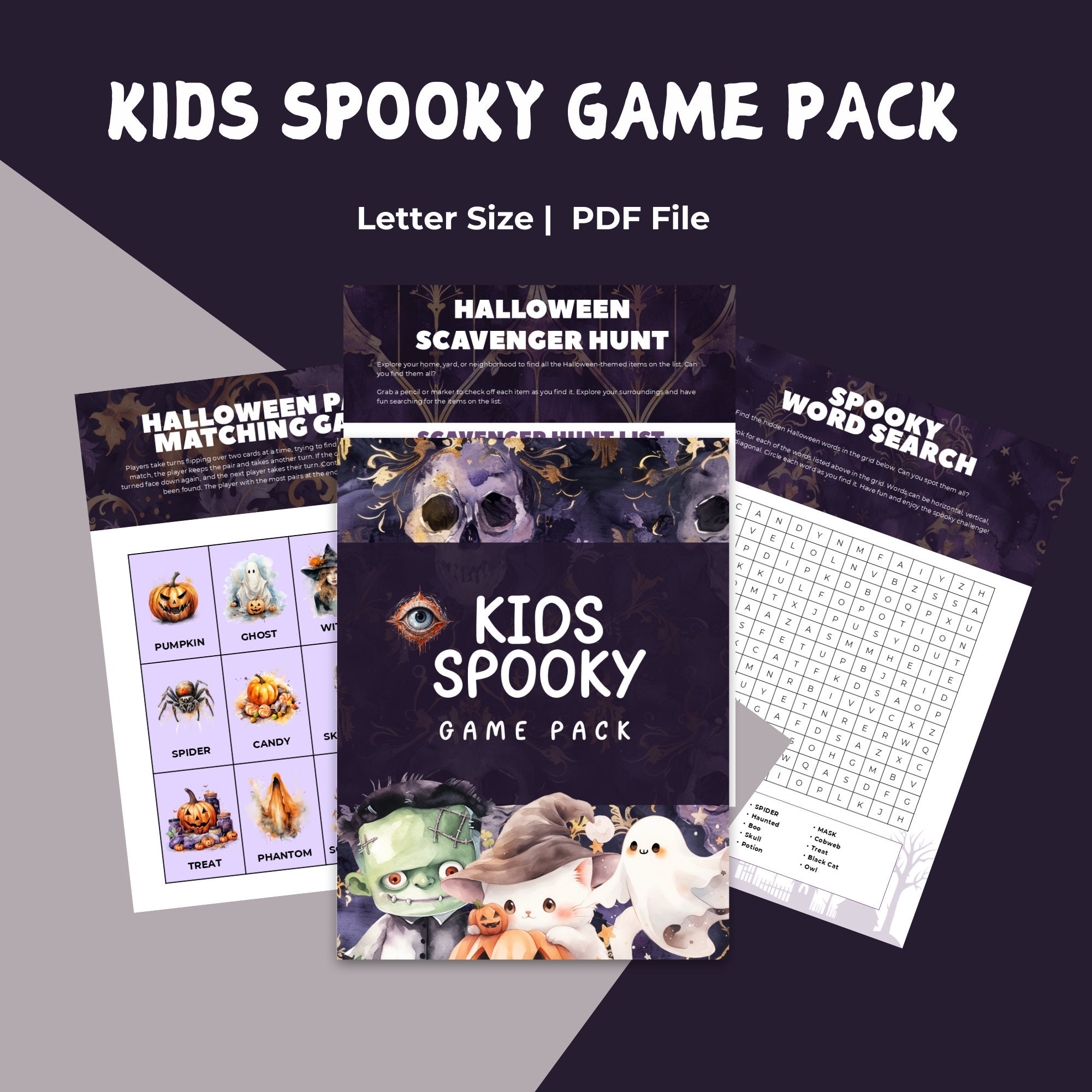 Kids Spooky Game Pack | Printable Halloween Games | Halloween Word ...