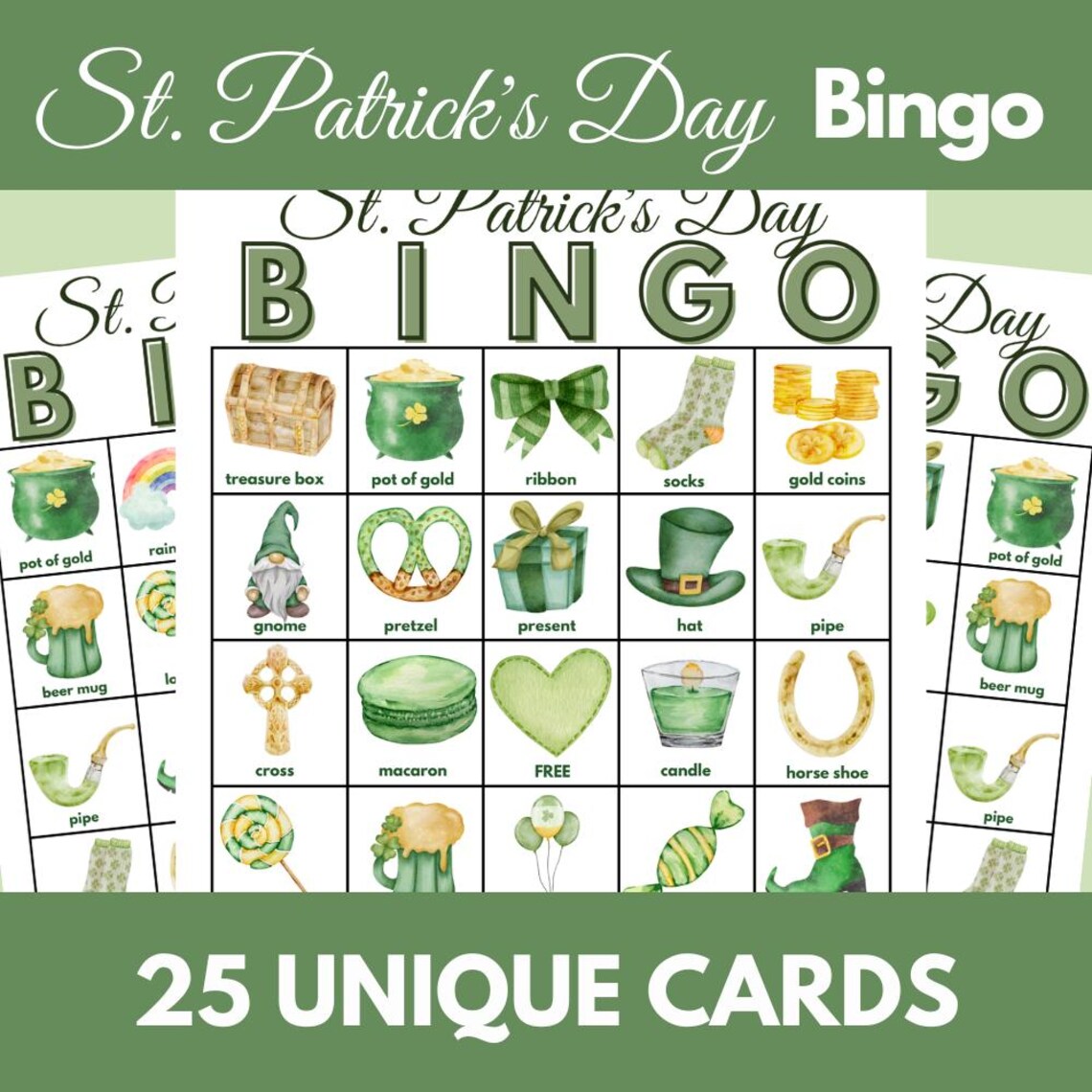 St. Patrick's Day Bingo Game | Printable Bingo Game | Printable Party ...