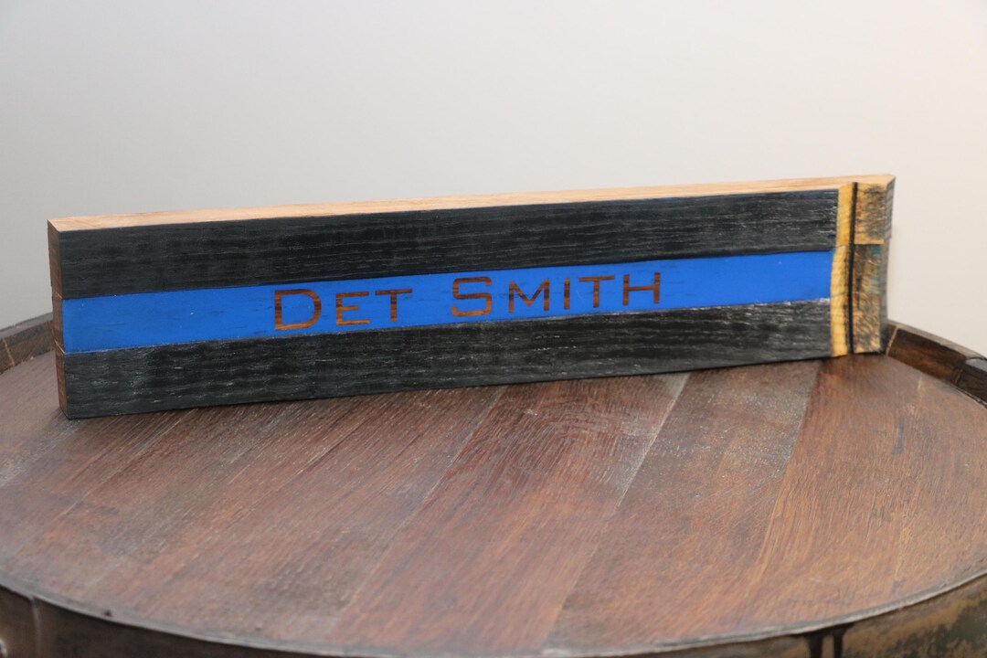 Bourbon Barrel Stave Thin Blue Line Desk Plate - Etsy