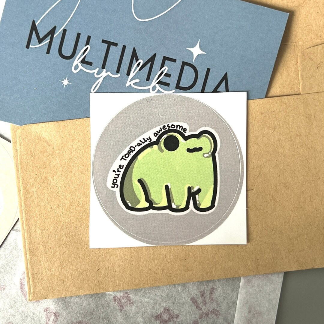 Frog Doodle Round Glossy Sticker With a Pun - Etsy