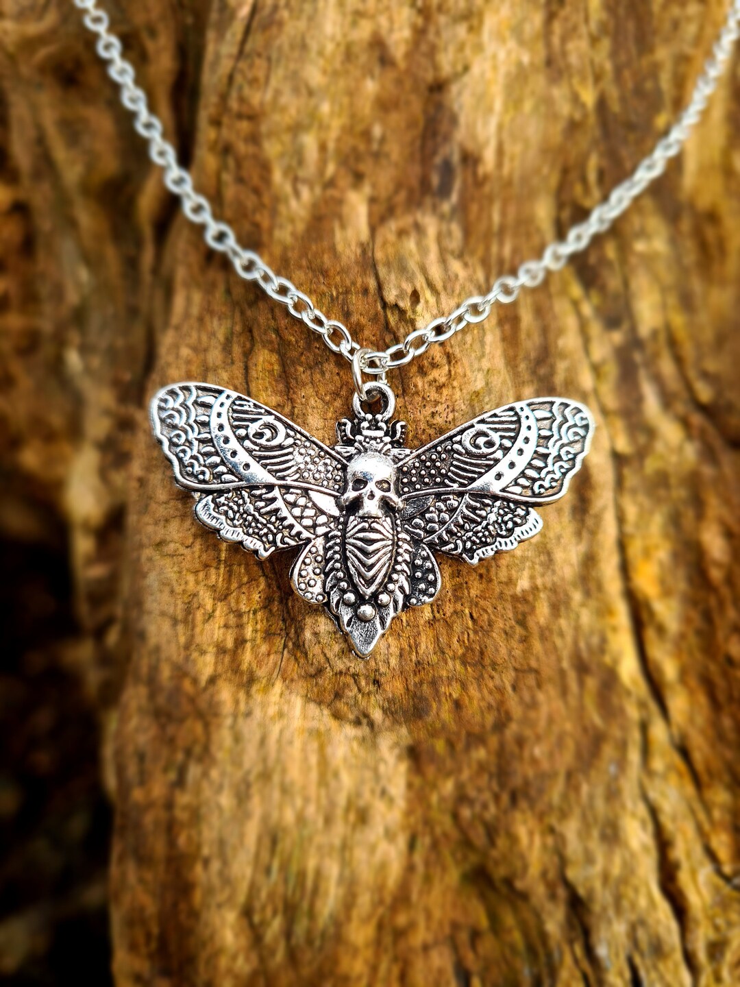 Moth Deaths-head Moth Necklace Pendant Silver - Etsy