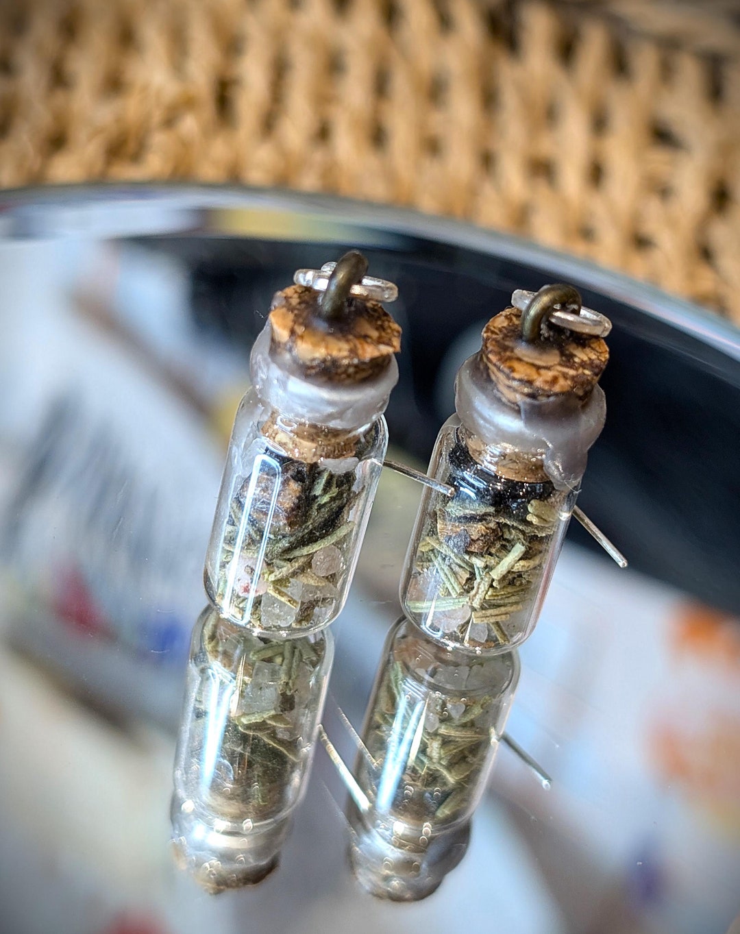Protection Spell Jar Bottle Hook EARRINGS: Witchcraft, Protection Spell ...