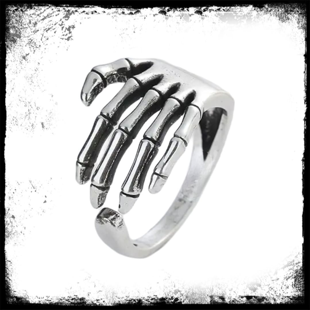 Skeleton Hand Death Grip Adjustable Ring Silver Goth Emo Punk - Etsy
