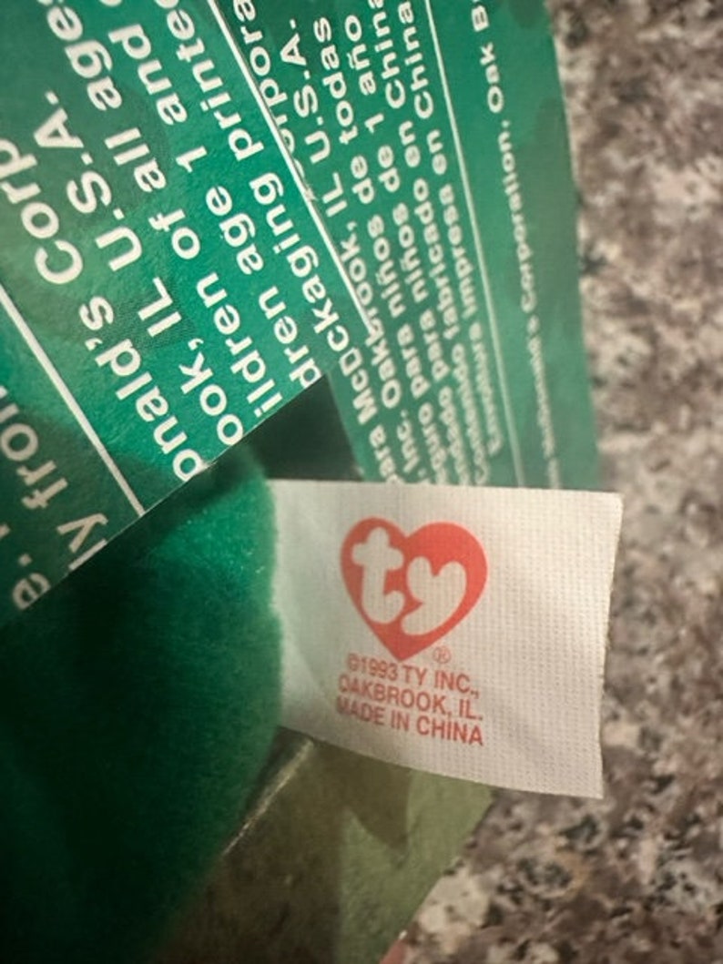 A Pack of 4 TY Beanie Babies - RARE With Tag Errors. ERIN, Britannia ...