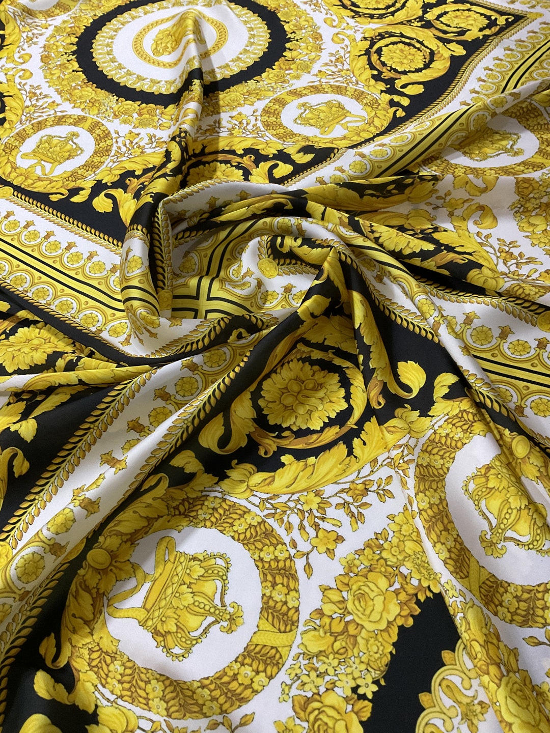 Silk Satin Fabric, Baroque Design Fabric, Satin Fabric by the Yard ...