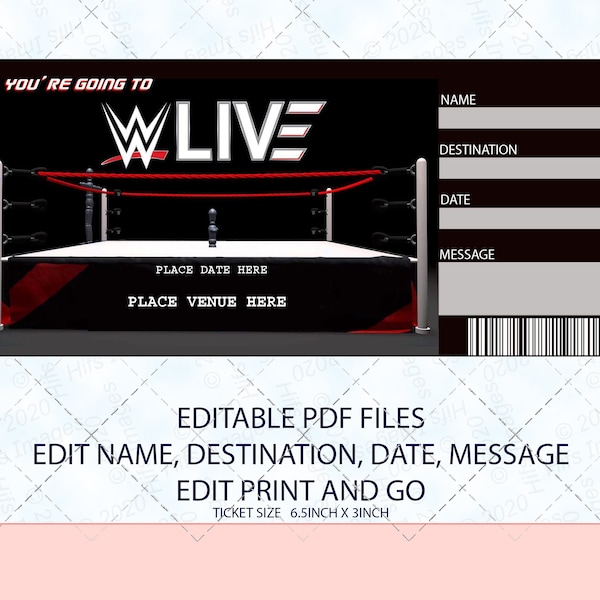 Printable Wwe Ticket - Etsy