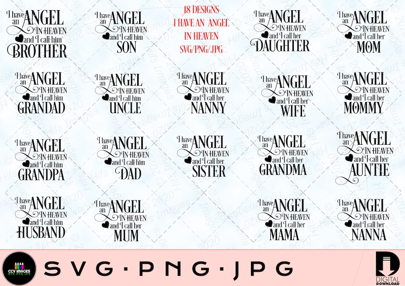 18 Designs I Have an Angel in Heaven SVG | Digital Cut File | PNG | JPG ...