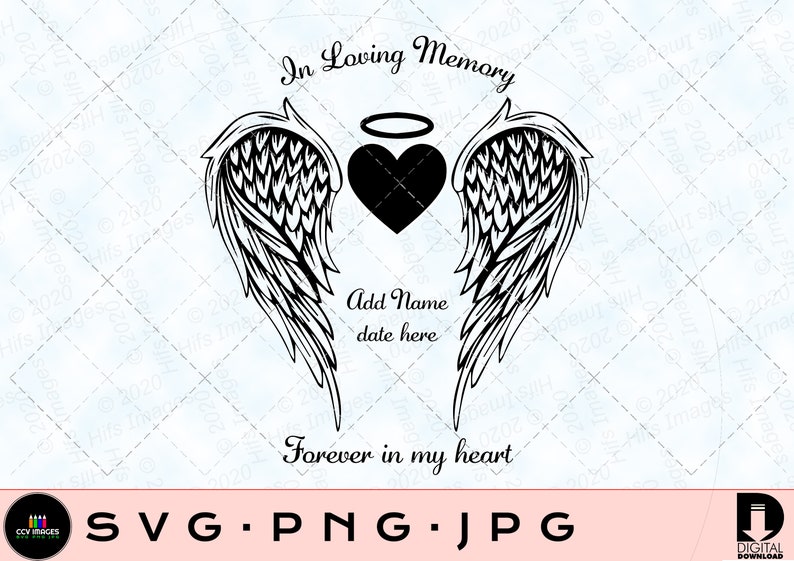 In Loving Memory Forever in My Heart , Svg, Wings, Heart, - Etsy