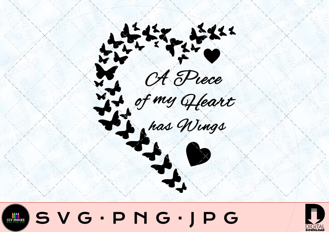 Memorial Butterfly Heart SVG: Loss Gift, Remembrance Decal (digital ...