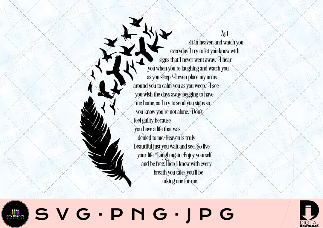 Memorial Butterfly Wing Poem SVG PNG JPG: Heaven Remembrance (digital ...