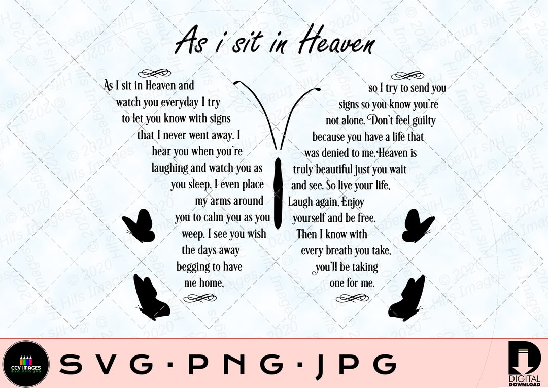 Memorial Butterfly Wing Poem SVG PNG JPG: in Loving Memory (digital ...