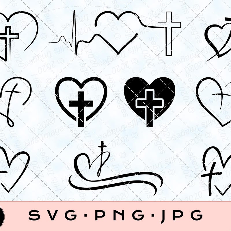 Heart With Cross Svg - Etsy