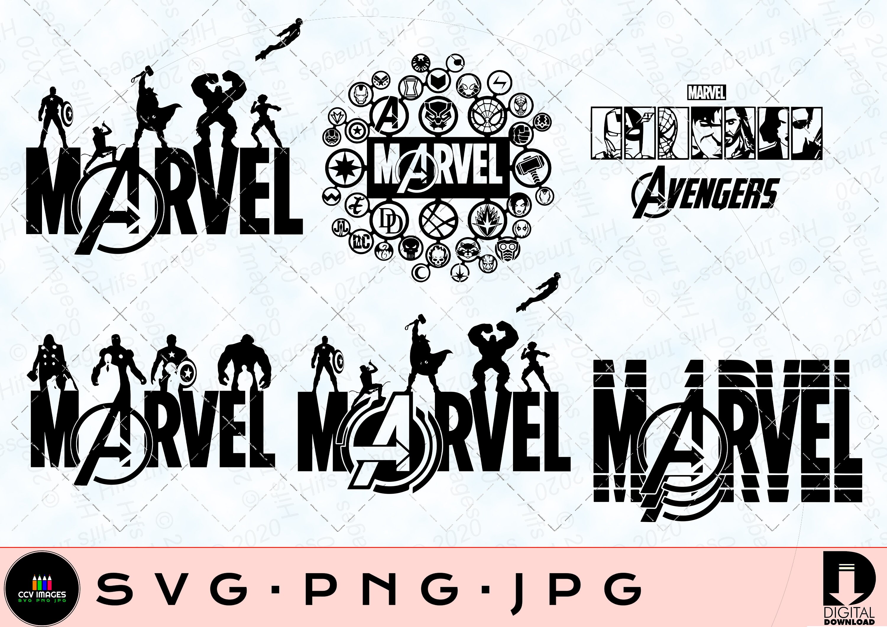 Bundle Avengers Svg, Avengers Heroes Svg Thor. Hawkeye, Hulk, Ironman ...