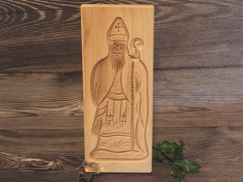 Large Wooden Speculatius Baking Pan | St. Nicholas Motif | Engraving ...