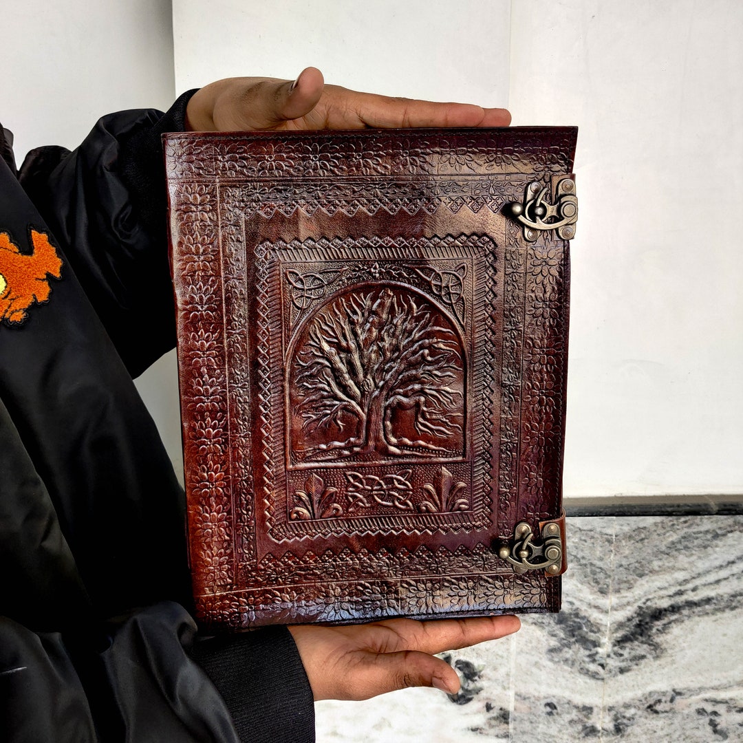 Tree of Life Vintage Leather Journal Grimoire Junk Journal Leather ...