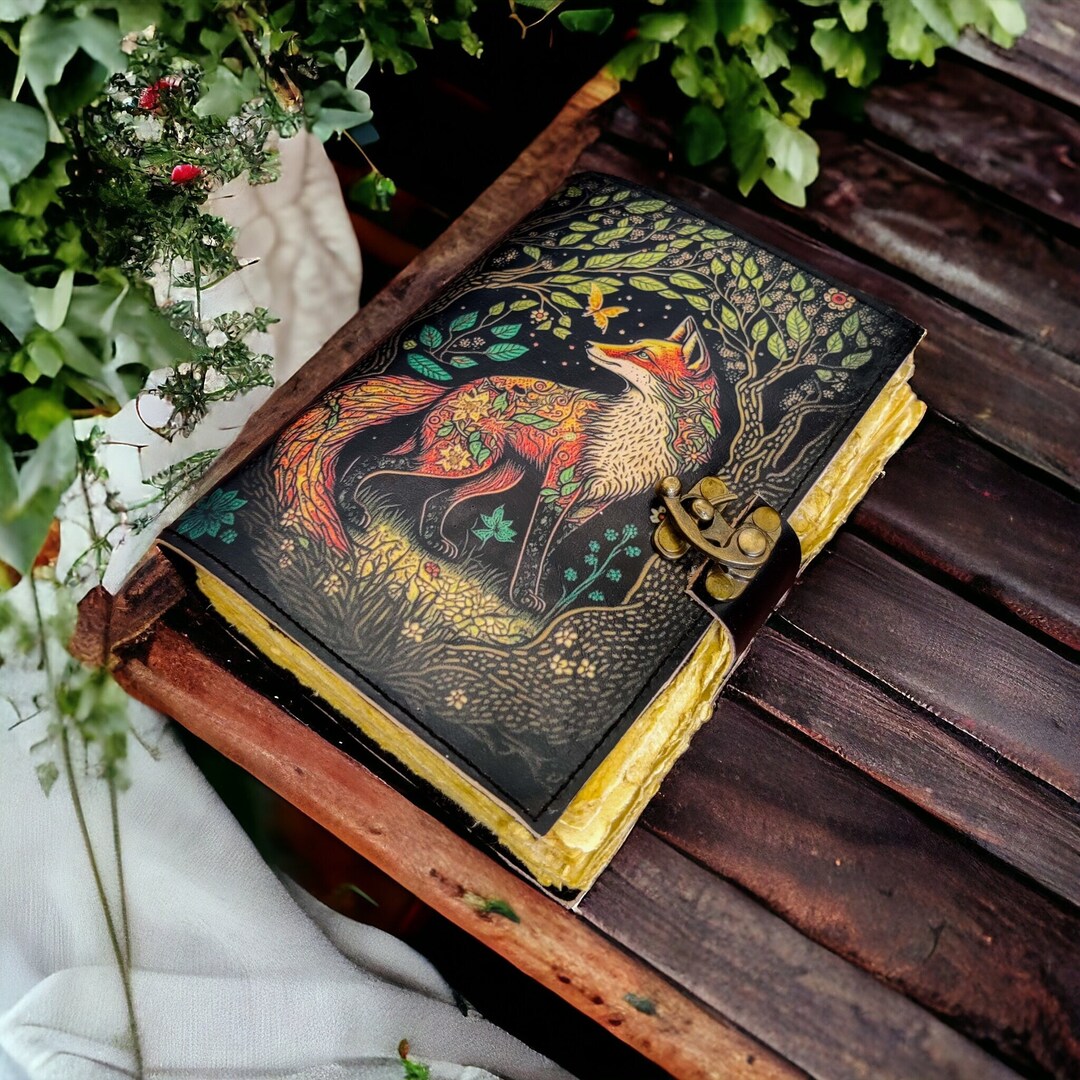Fox Leather Journal: Rustic Book of Shadows, Deckle Edge Paper - Etsy