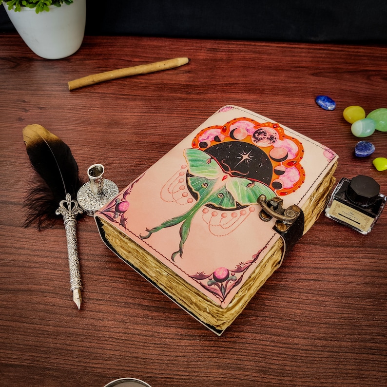 Luna Moth Leather Journal: Handmade Spell Book of Shadows - Etsy
