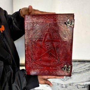 Large Journal Pentagram Vintage Leather Journal Grimoire Book of ...