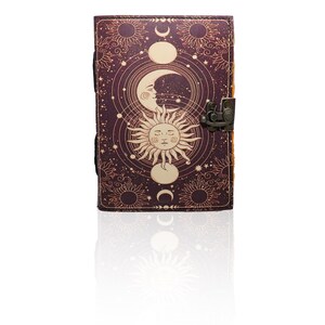 Sun & Moon Vintage Leather Journal • Wiccan Decor, Spell Book of ...