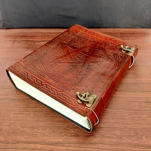Large Journal Pentagram Vintage Leather Journal Grimoire Book of ...