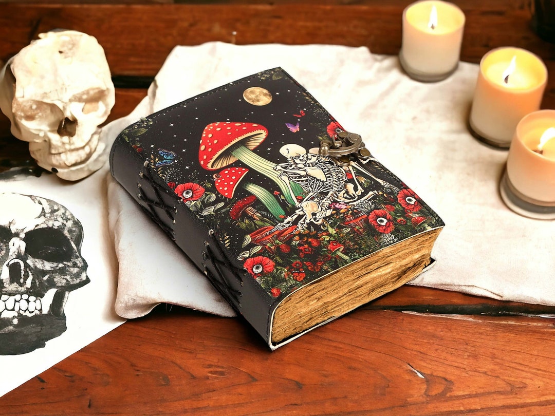 Mushroom Skull Leather Journal: Gothic Spell Book of Shadows - Etsy