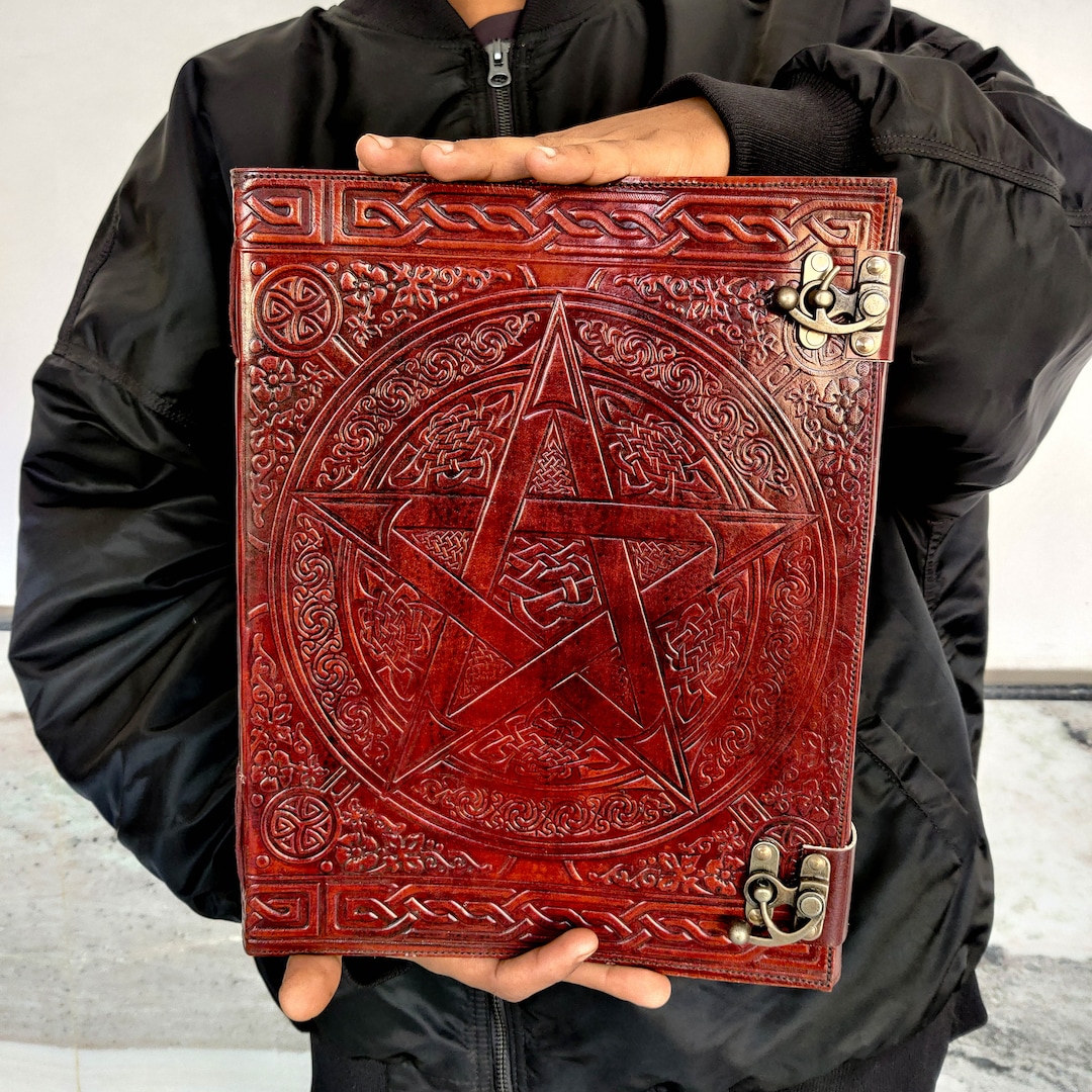 Large Journal Pentagram Vintage Leather Journal Grimoire Book of ...