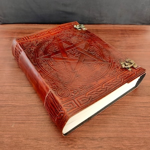 Large Journal Pentagram Vintage Leather Journal Grimoire Book of ...