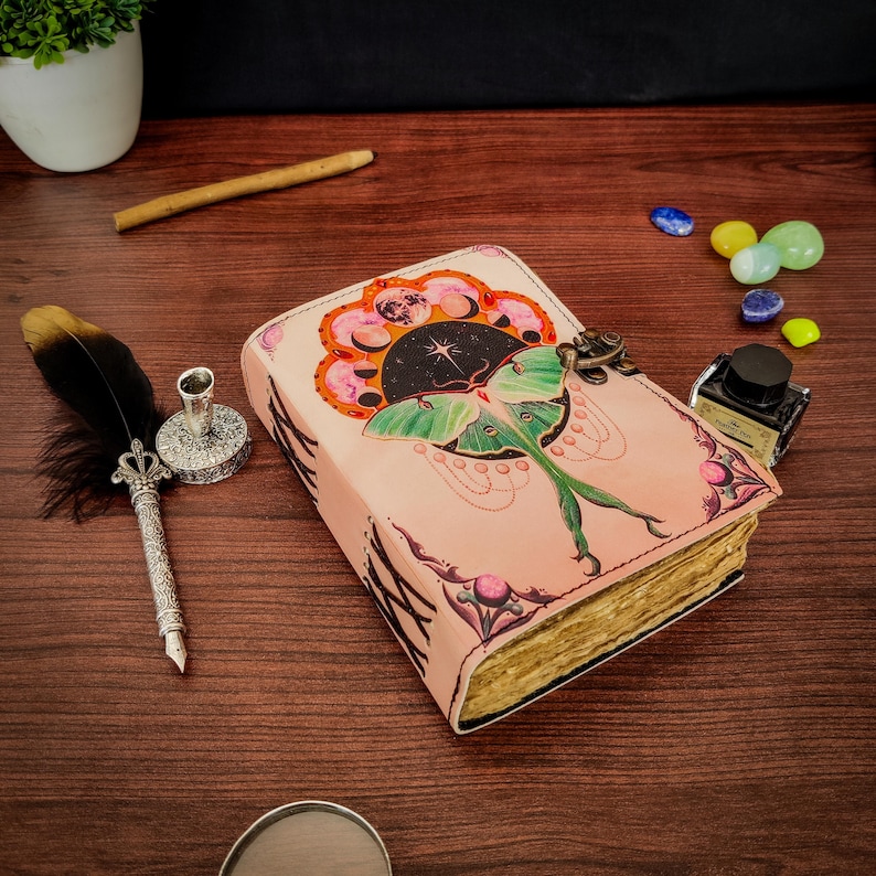Luna Moth Leather Journal: Handmade Spell Book of Shadows - Etsy