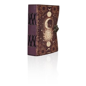 Sun & Moon Vintage Leather Journal • Wiccan Decor, Spell Book of ...
