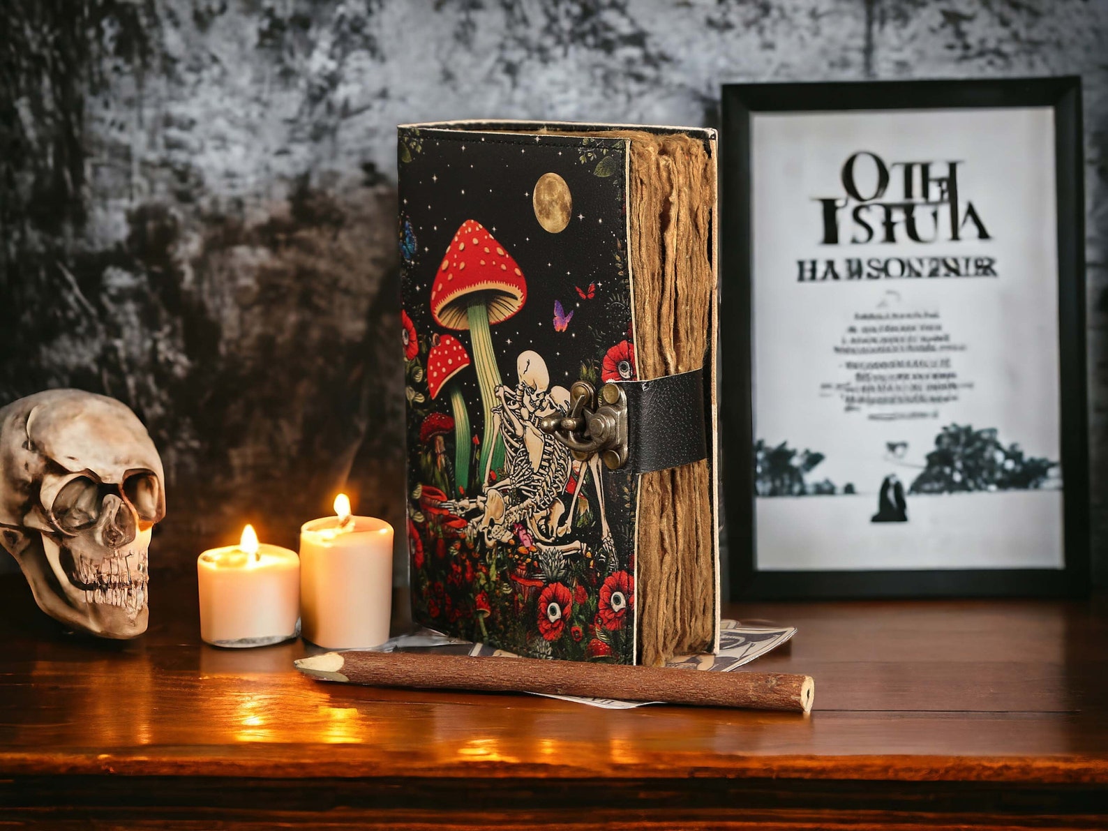 Mushroom Skull Leather Journal: Gothic Spell Book of Shadows - Etsy