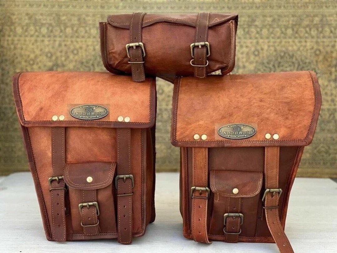 SET of Leather Motorcycle Bag Bike Bag Motorcycle Saddle - Etsy