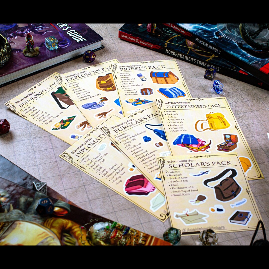 D&D Adventurer's Pack Sticker Sheets - Etsy