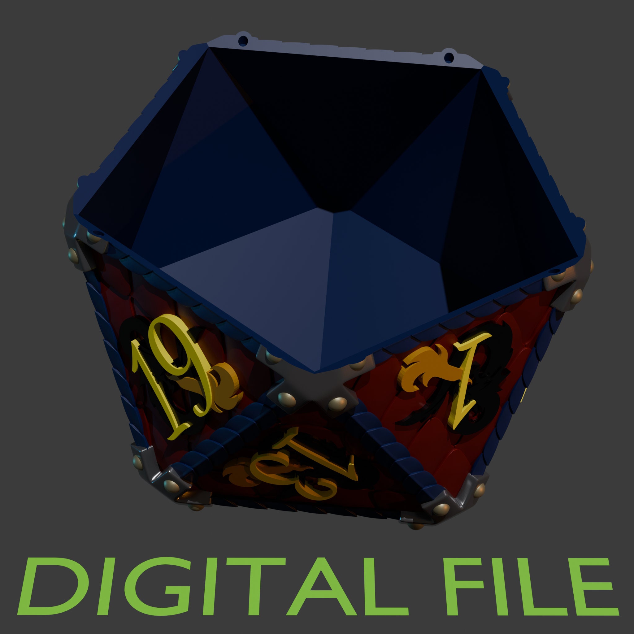 D20 Dice Box in 3 Printable Sizes, 3D Model, STL File, Model for 3D ...