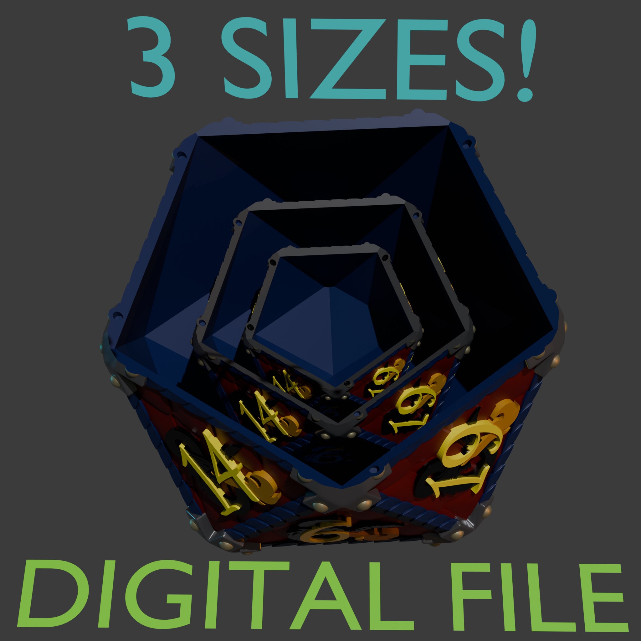 D20 Dice Box in 3 Printable Sizes, 3D Model, STL File, Model for 3D ...