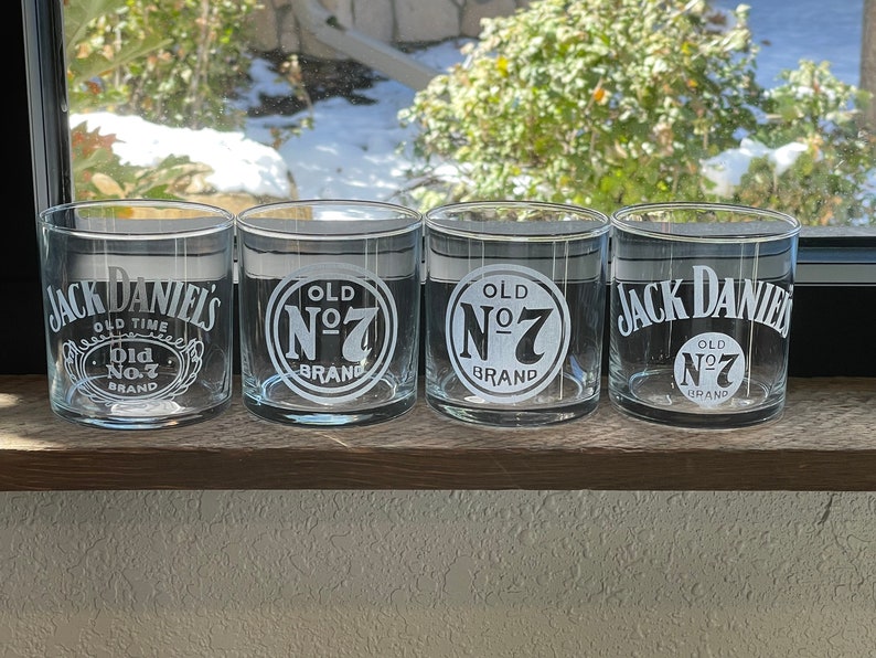 4 Laser Engraved Jack Daniels Logo Rocks Glasses Laser - Etsy