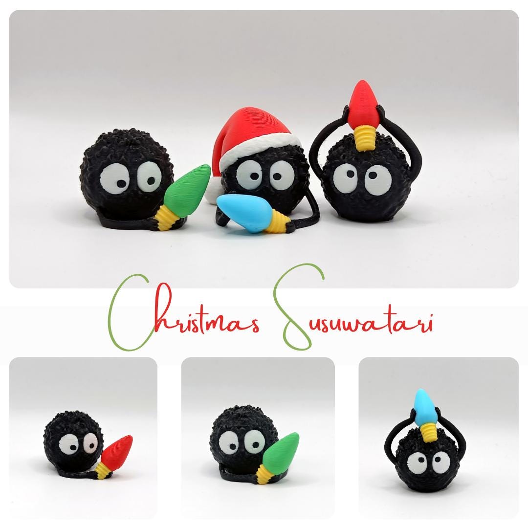Xmas Soot Sprites | Susuwatari | 3d-printed Soot Sprites | Cute | Anime ...