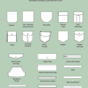 21 Essential Types of Pockets/ Technical Vector Drawing | Digital ...