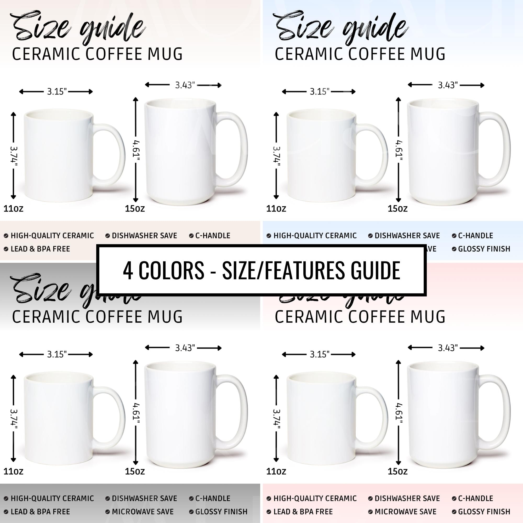 White Mug Size Chart Canva Template White Cup Size Guide Ceramic Mug ...