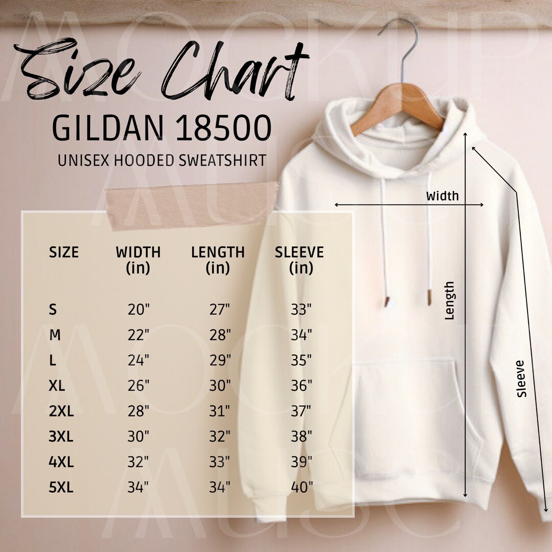 Gildan 18500 Size Chart 18500 Mockup Gildan Sizechart Unisex Hoodie Sweatshirt Simple Aesthetic ...