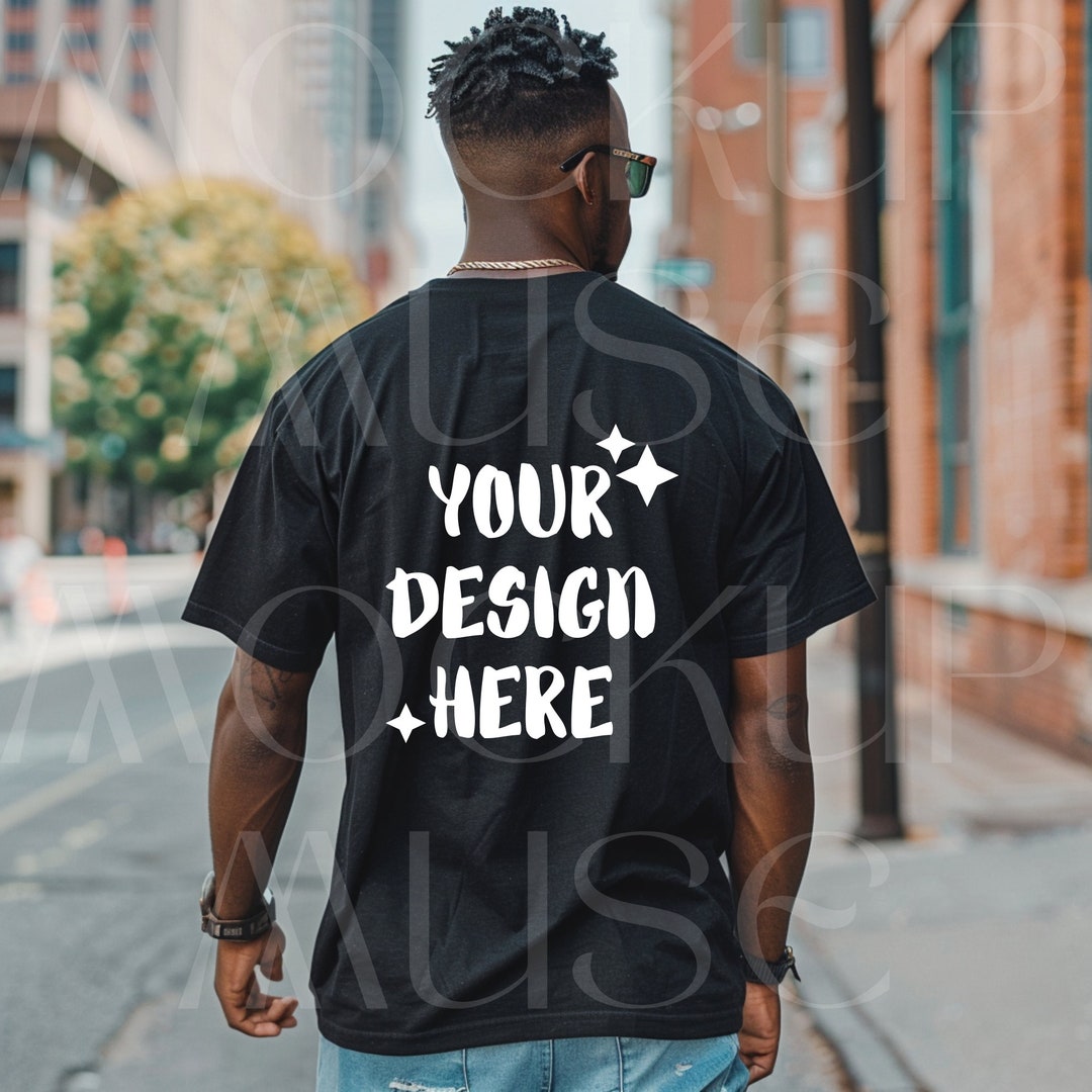 African American Black Tshirt Mockup Bella Canvas 3001 Black Guy Shirt ...