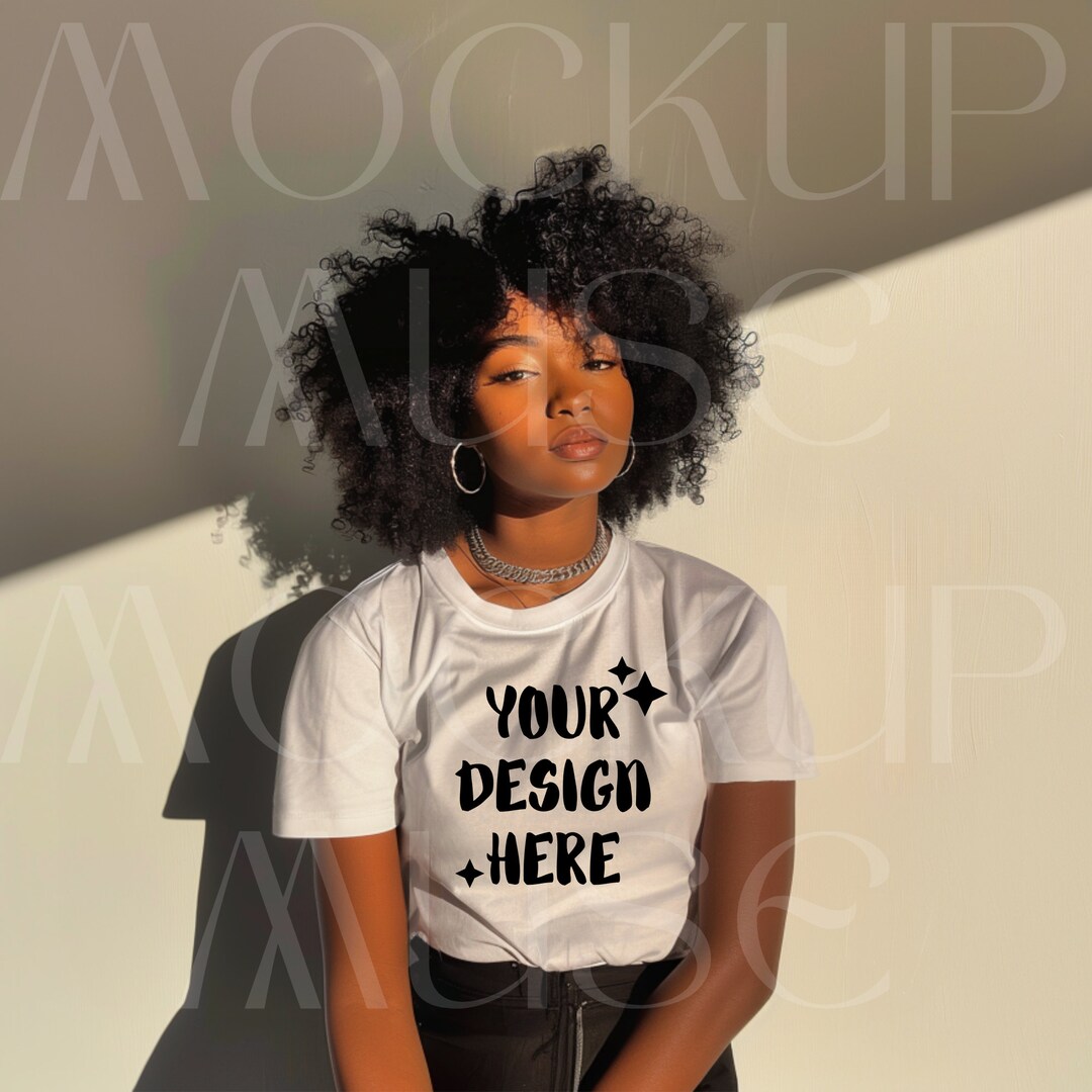 Bella Canvas Black Girl Mockup Tshirt Bella Canvas 3001 Shirt Mockup ...