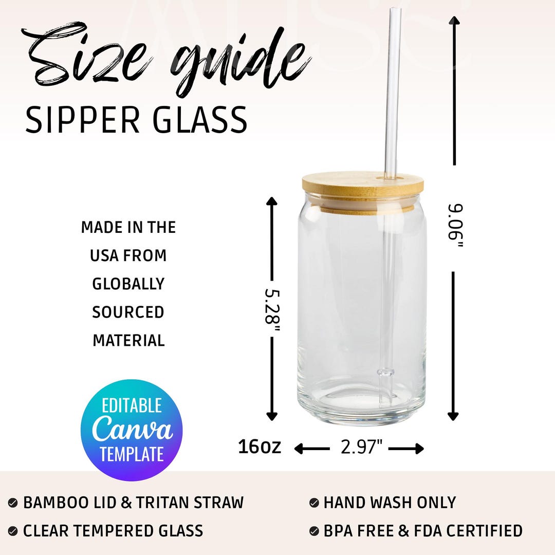 Sipper Glass Size Chart Canva Template Libbey Can Size Guide Sipper ...