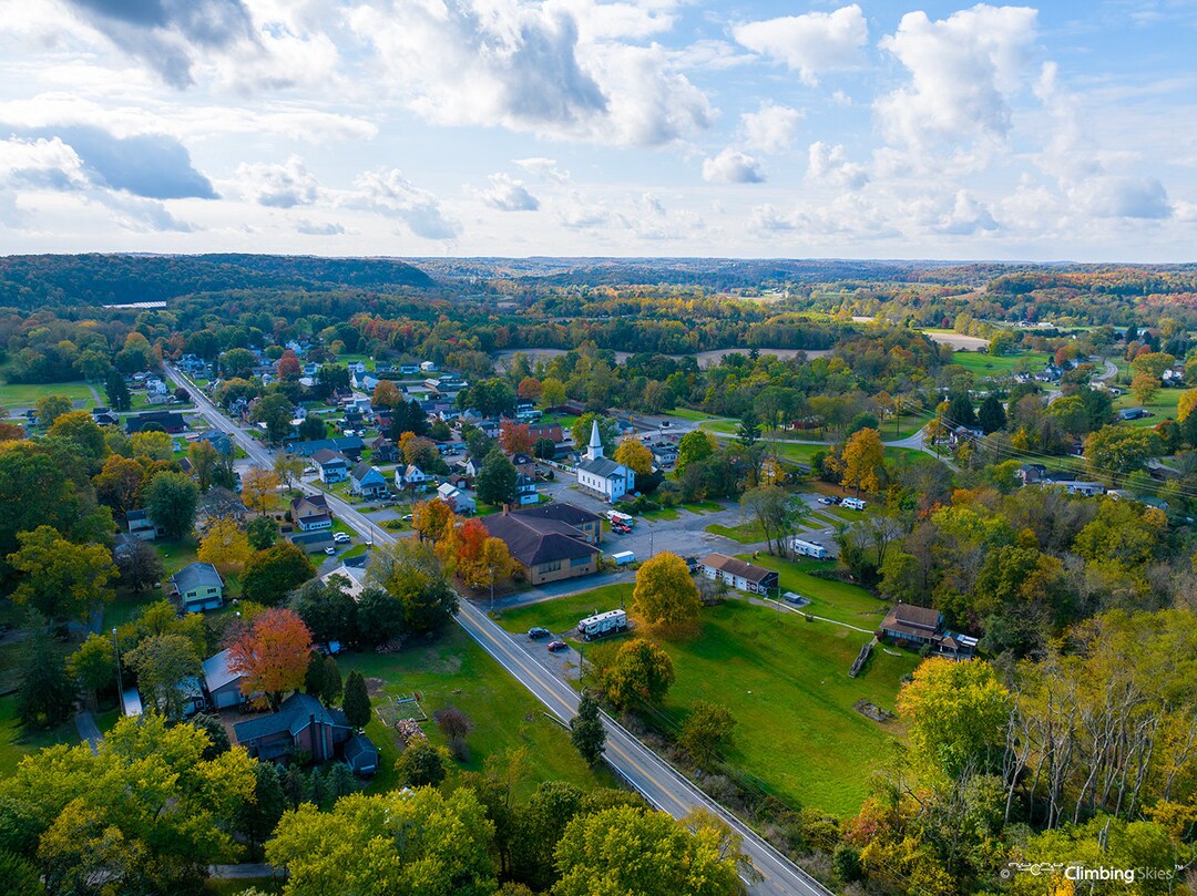 New Galilee Aerial - Pennsylvania Small Town Landscape Colorful Aerial ...
