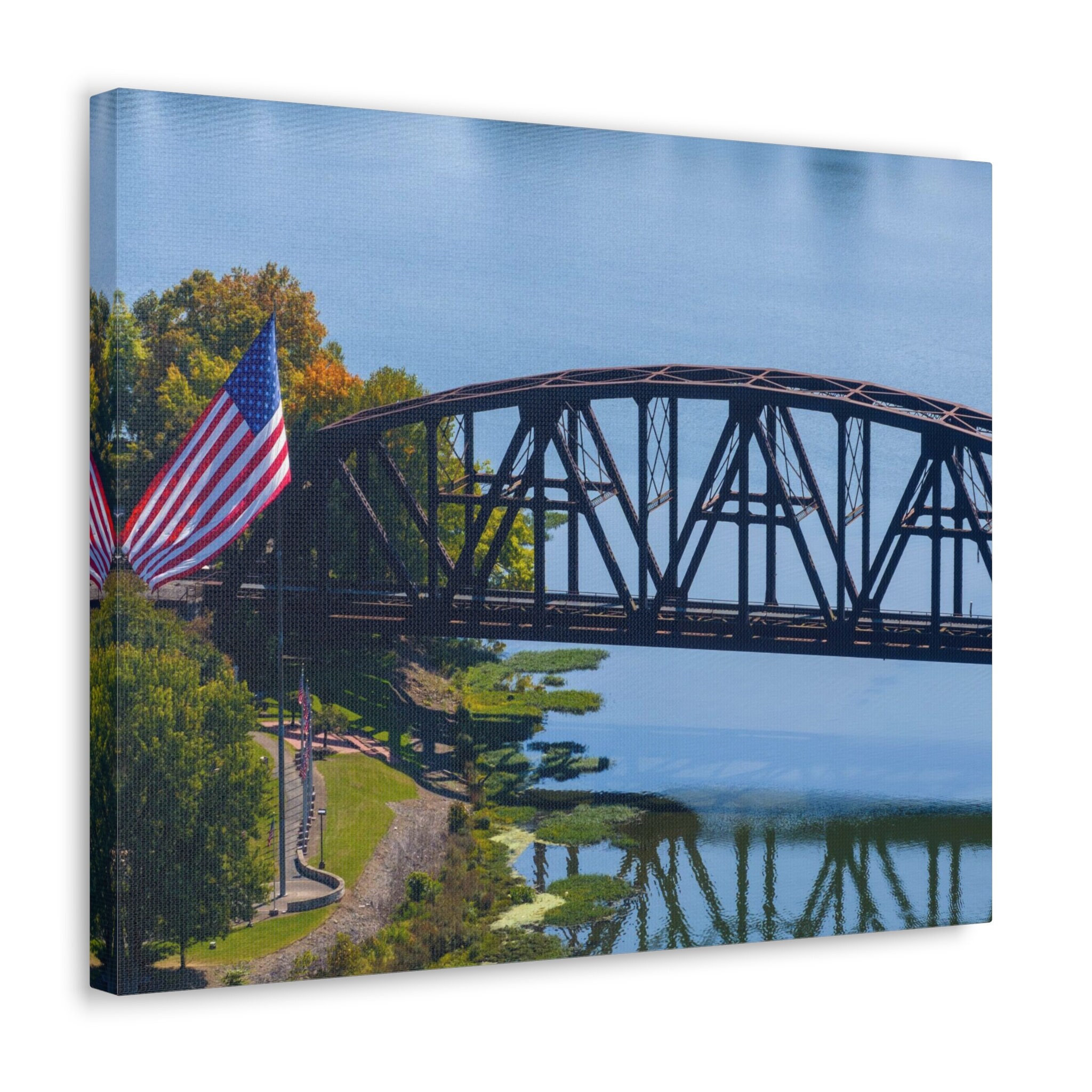 Flags & Bridge American Flag Patriotic Artwork Wall Decor Bridge ...