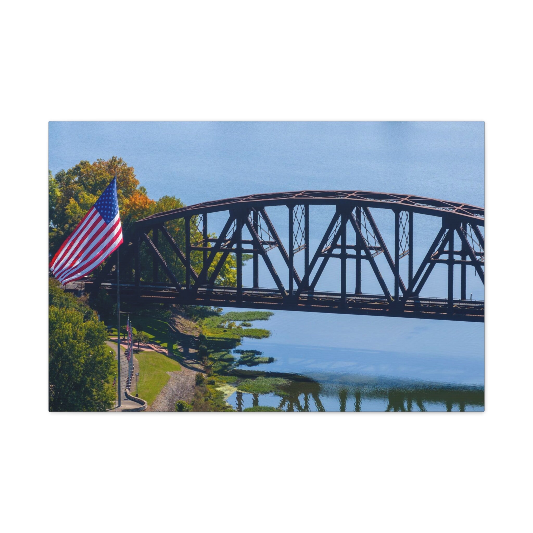 Flags & Bridge American Flag Patriotic Artwork Wall Decor Bridge ...