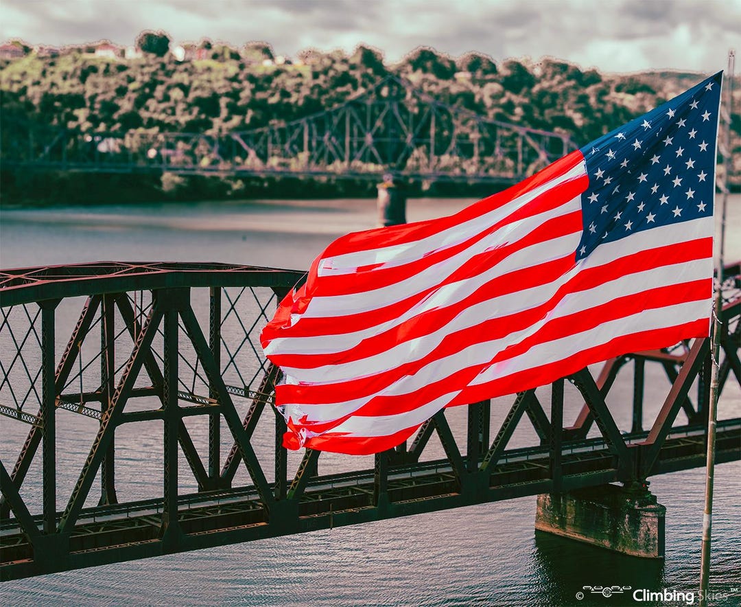 Zoomed Flag and Bridges - Rochester, PA Flag Park American Flag Train ...